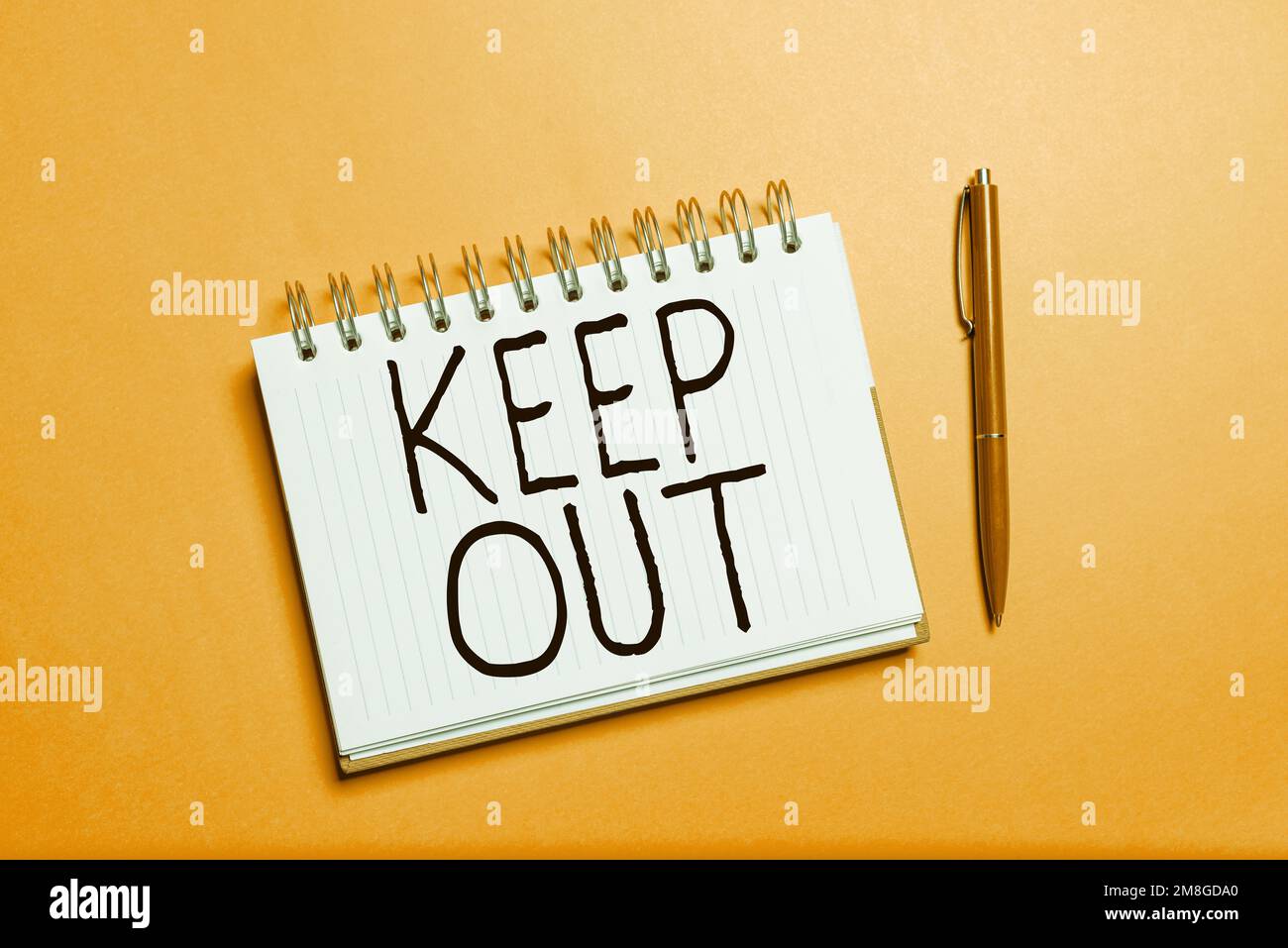 Text caption presenting Keep Out. Word for to stop someone or something ...