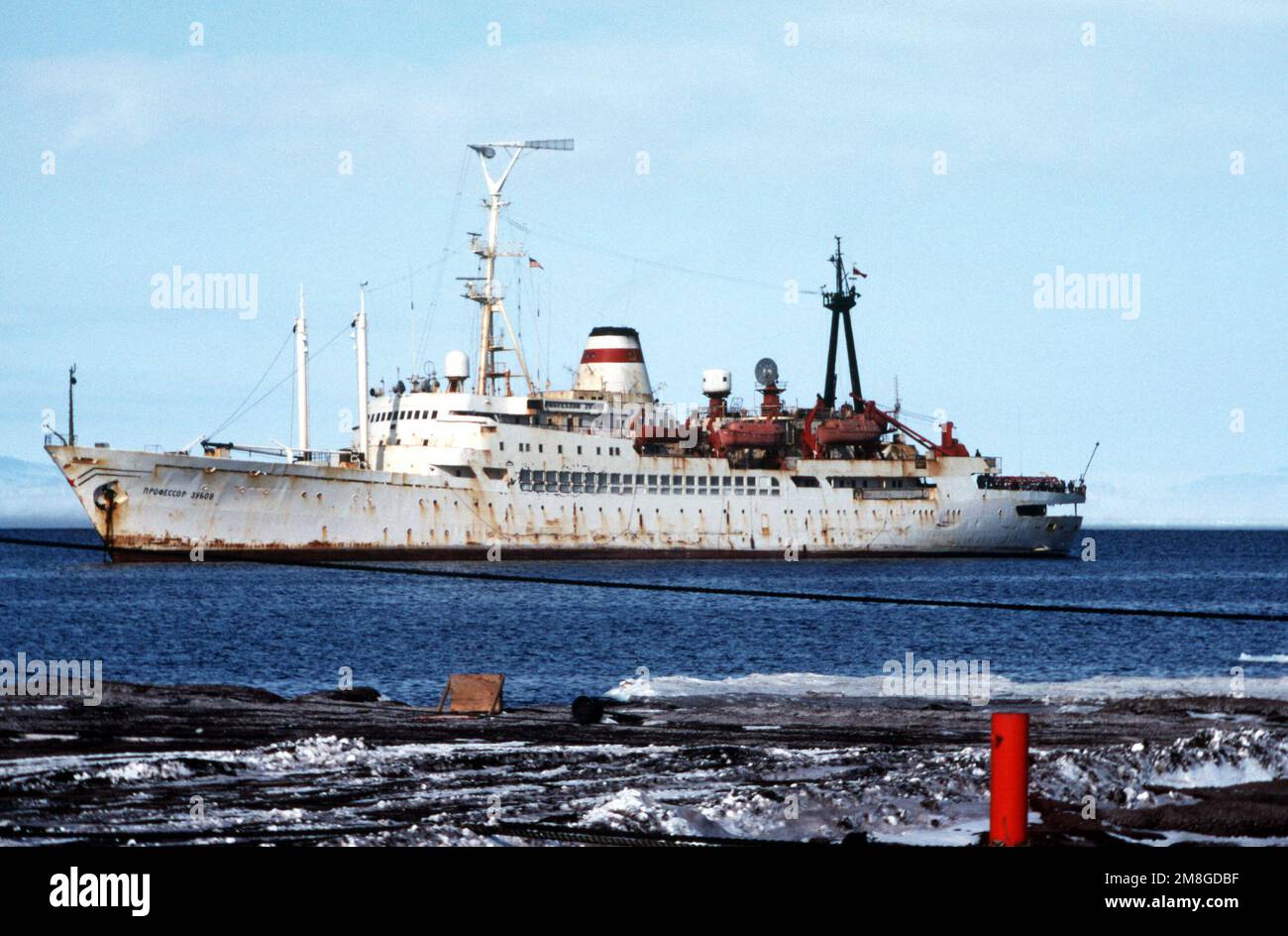 A port view of the Soviet civilian research ship PROFESSOR ZUBOV ...