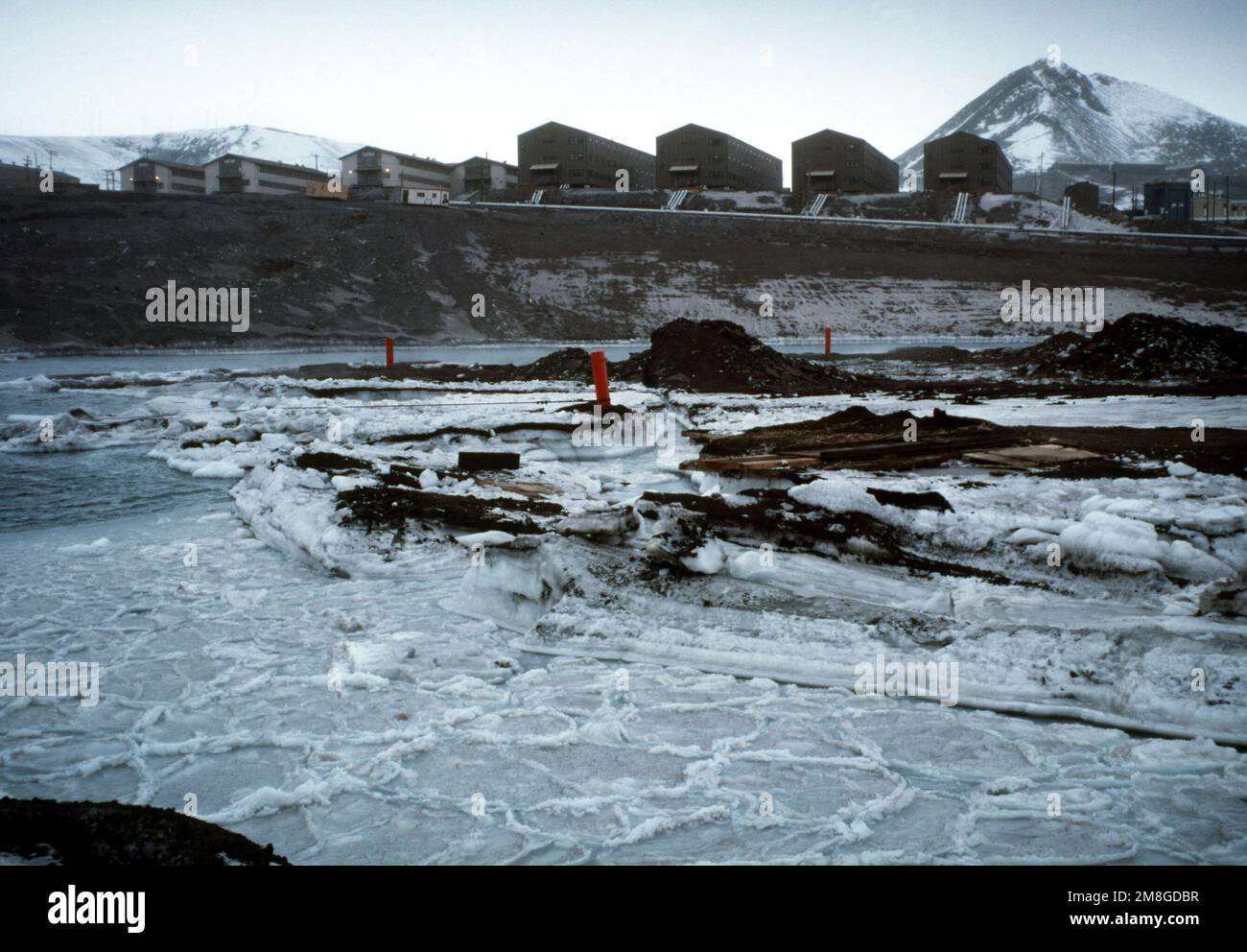 Barracks used by U.S. military personnel and civilian scientists line a ...
