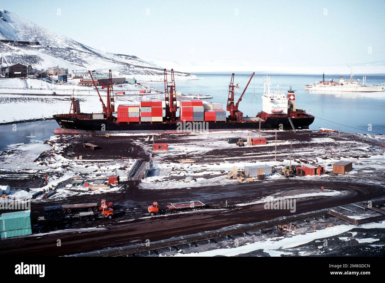 The Military Sealift Command-chartered vessel GREEN WAVE stands moored ...