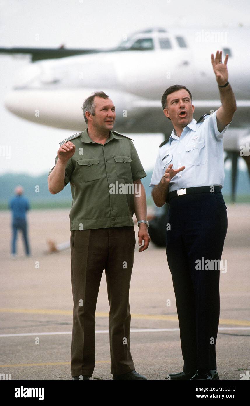 LT. COL. Mike Chase, commander of the 62nd Bombardment Squadron, right ...