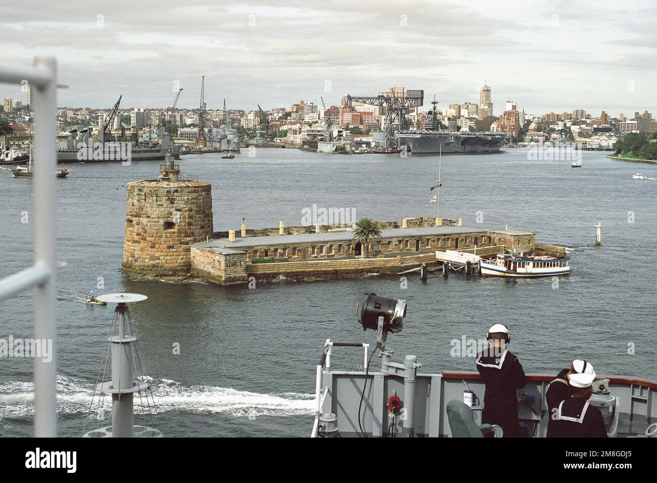 A view of an old coastal defense fort inside Sydney Harbor as seen from ...