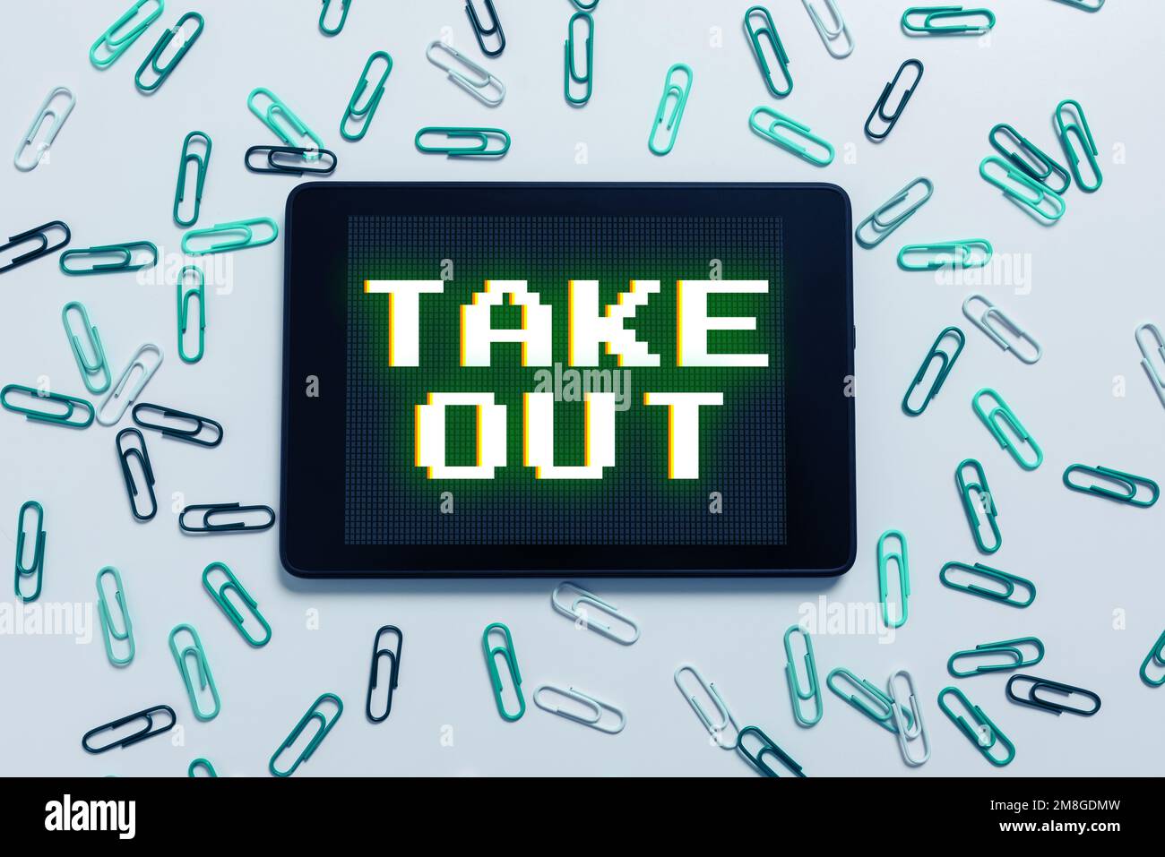 Sign displaying Take Out. Concept meaning the act of taking out food ...
