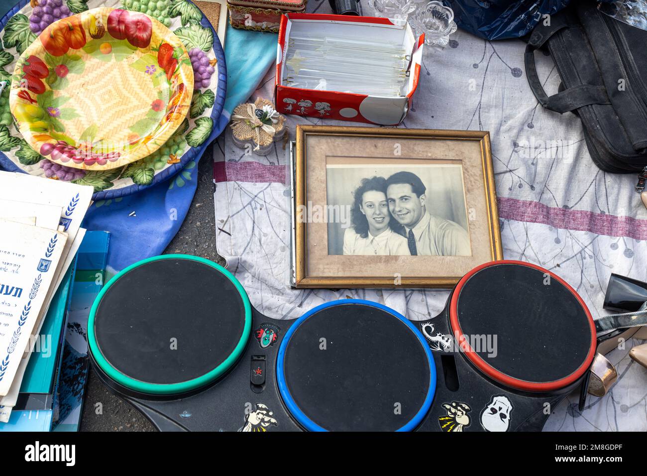 Haifa, Israel - January 12, 2023, Old black and white photo of a ...