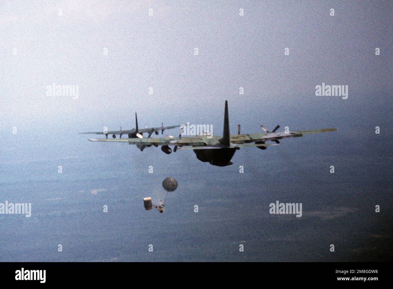 Pallets of supplies are dropped from 62nd Airlift Squadron C-130 ...