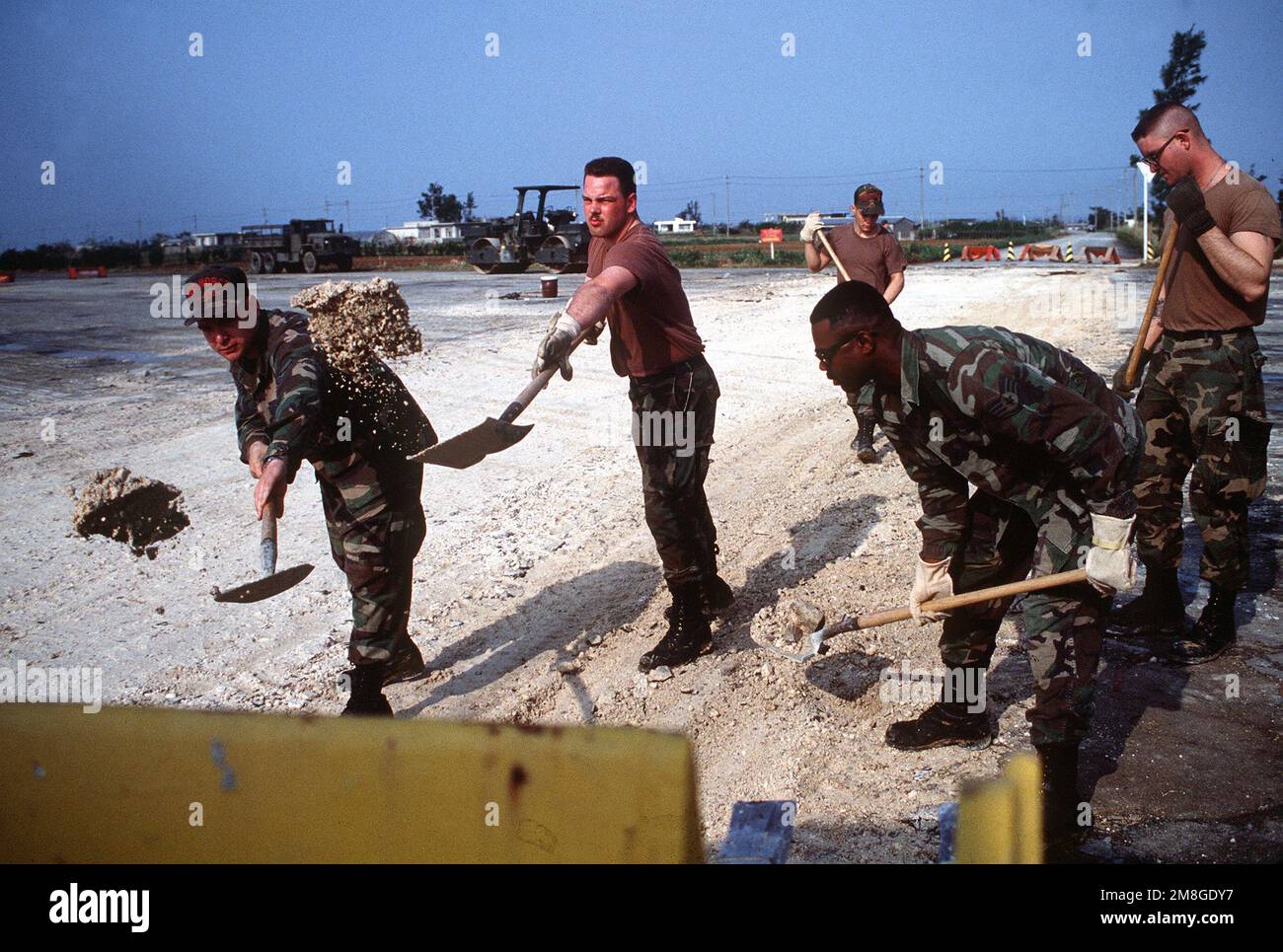 Road crew members of the 554th Civil Engineering Squadron RED HORSE ...