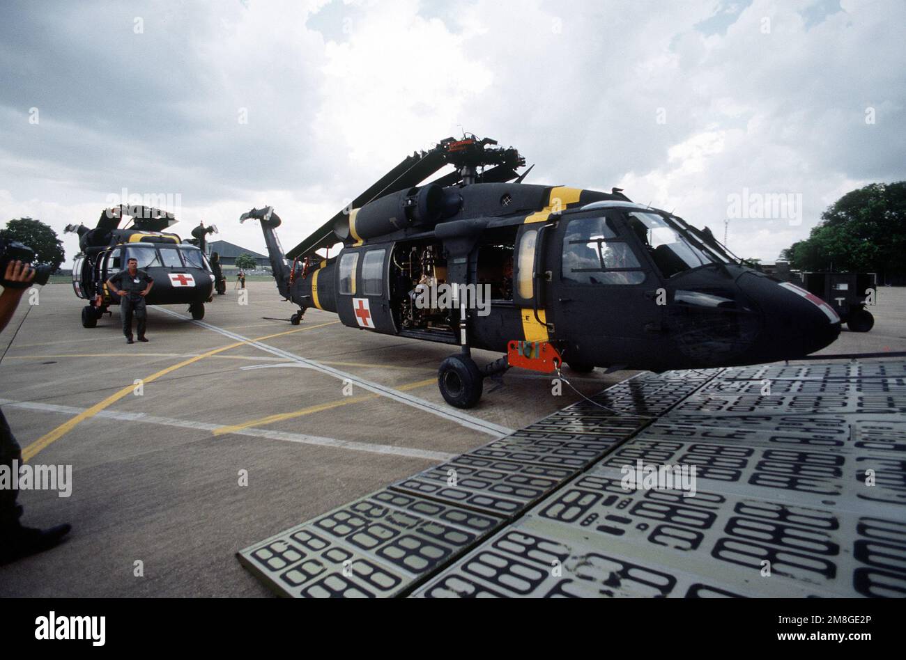 A pair of UH-60 Black Hawk (Blackhawk) helicopters from the 377th ...