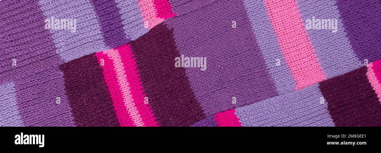 Knitted lilac background. Large knitted fabric with a pattern. Banner ...