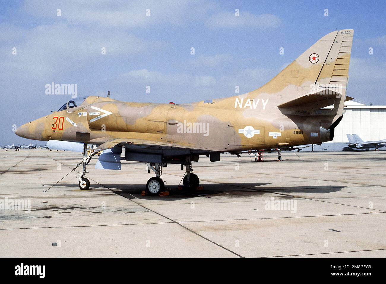 A left side view of a Fighter Squadron 126 (VF-126) A-4E Skyhawk ...