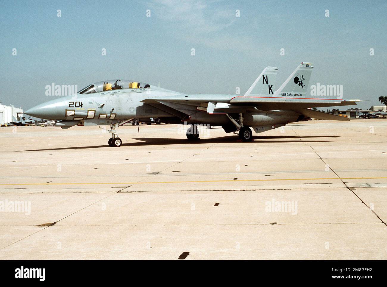 A left front view of a Fighter Squadron 31 (VF-31) F-14D Tomcat ...