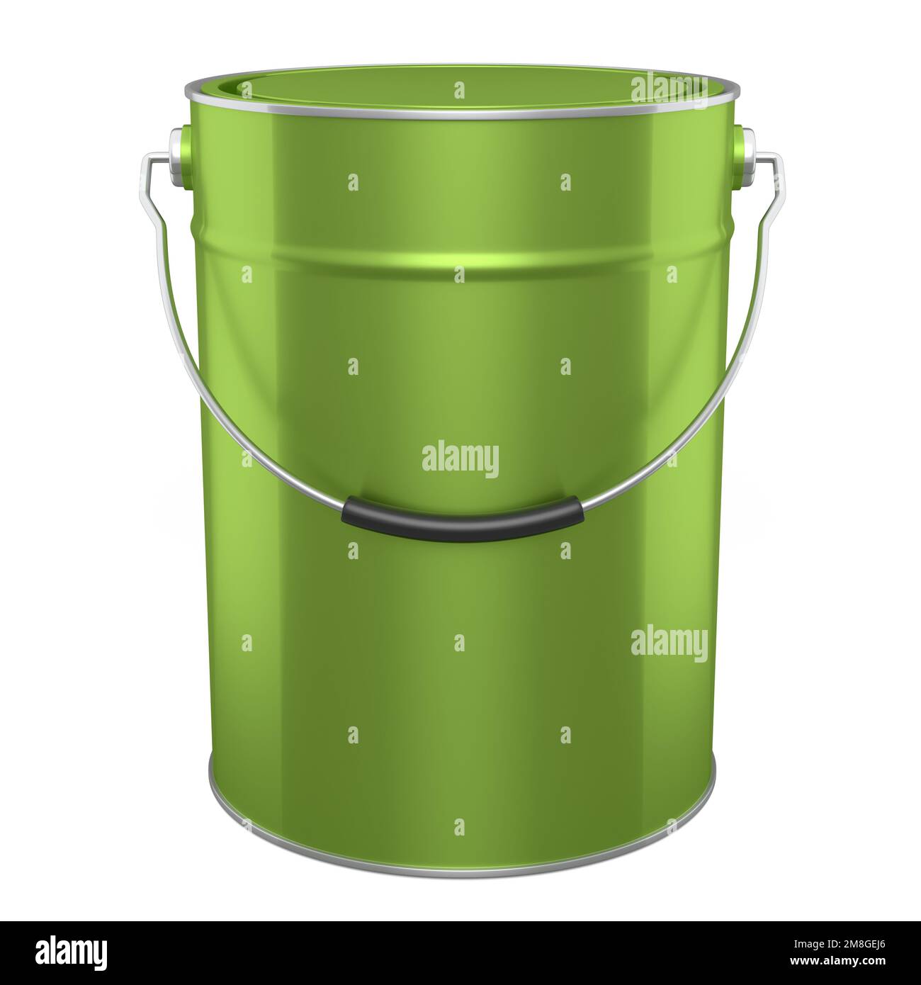 Closed metal can or buckets of paint with handle on white background ...