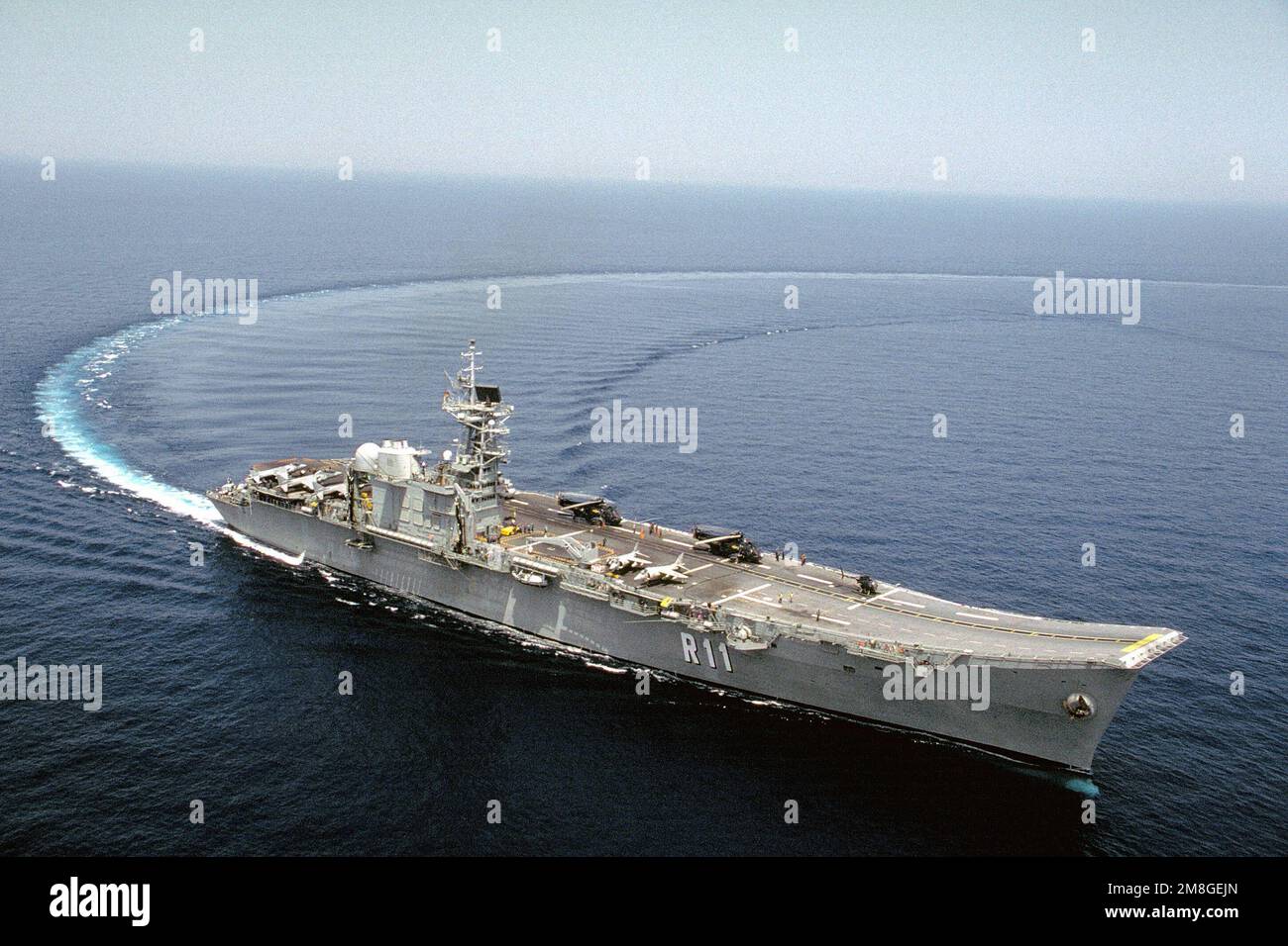 A starboard bow view of the Spanish navy's aircraft carrier PRINCIPE DE ...