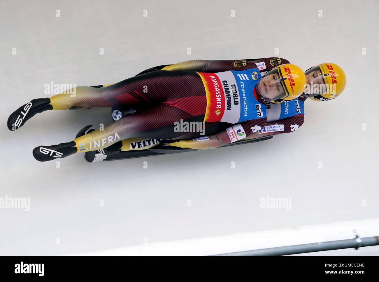 Jessica Degenhardt and Cheyenne Rosenthal of Germany speed down the ...