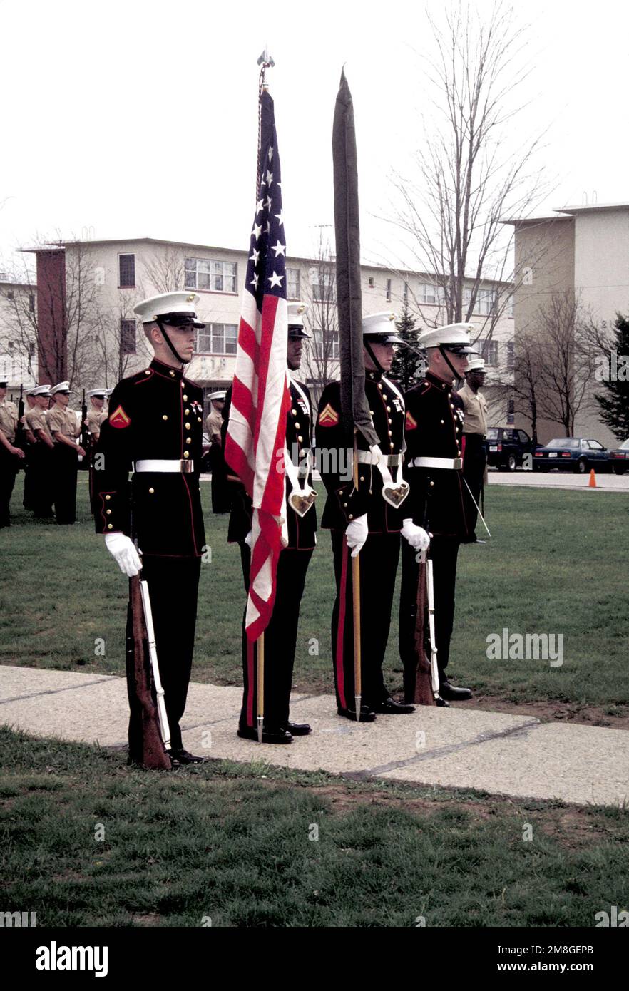 The color guard of Marine Corps Security Force Company, Brunswick ...