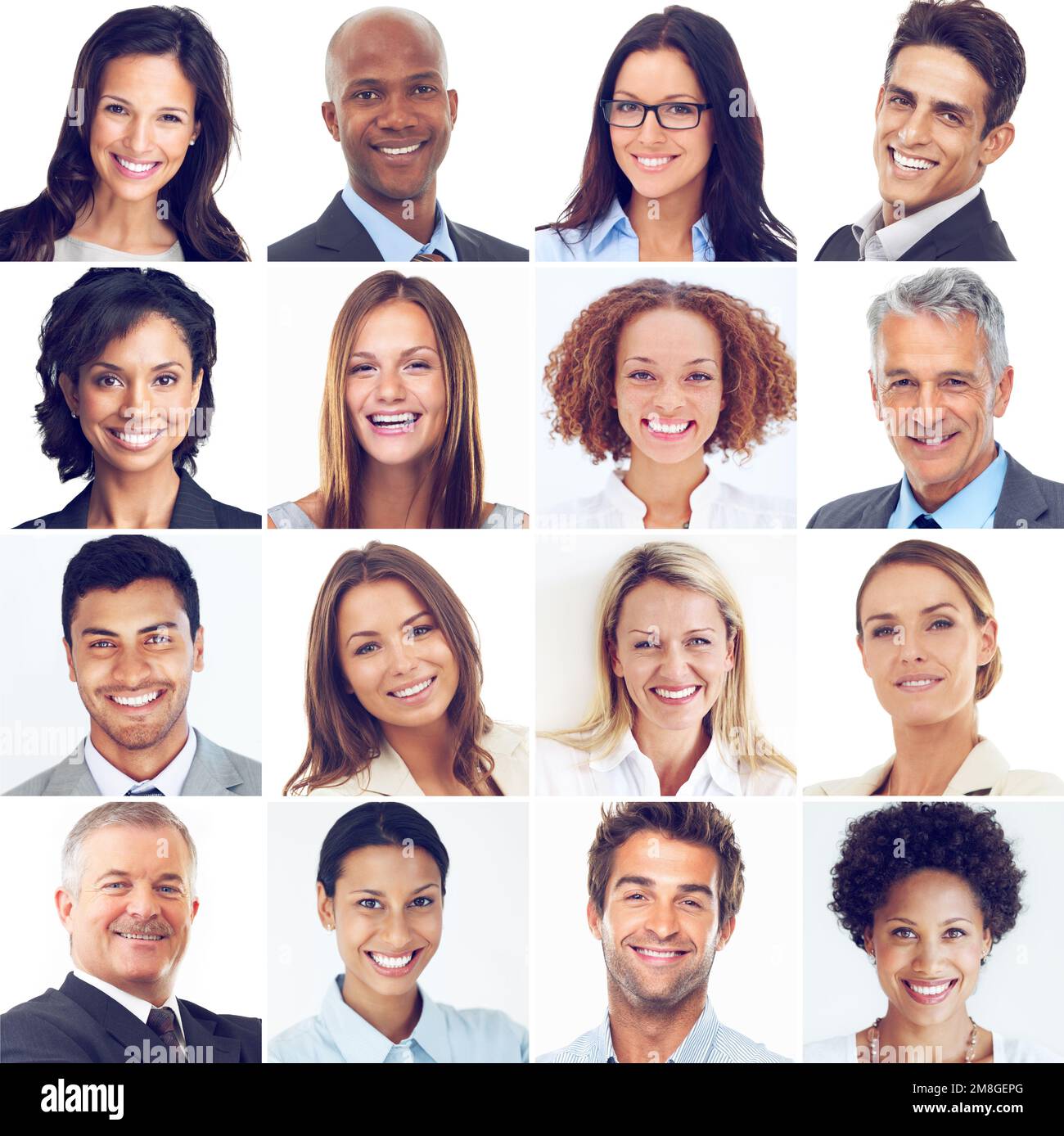 Face, collage and portrait smile of business people for profile ...