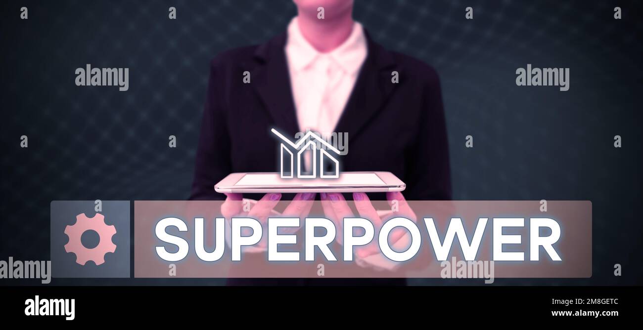 Hand writing sign Superpower. Business idea a power or ability of a ...