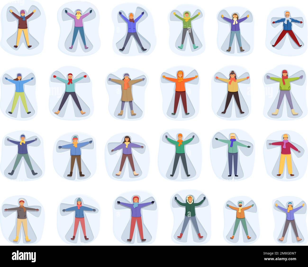Snow angel icons set cartoon vector. Winter cool. Frozen cool Stock ...