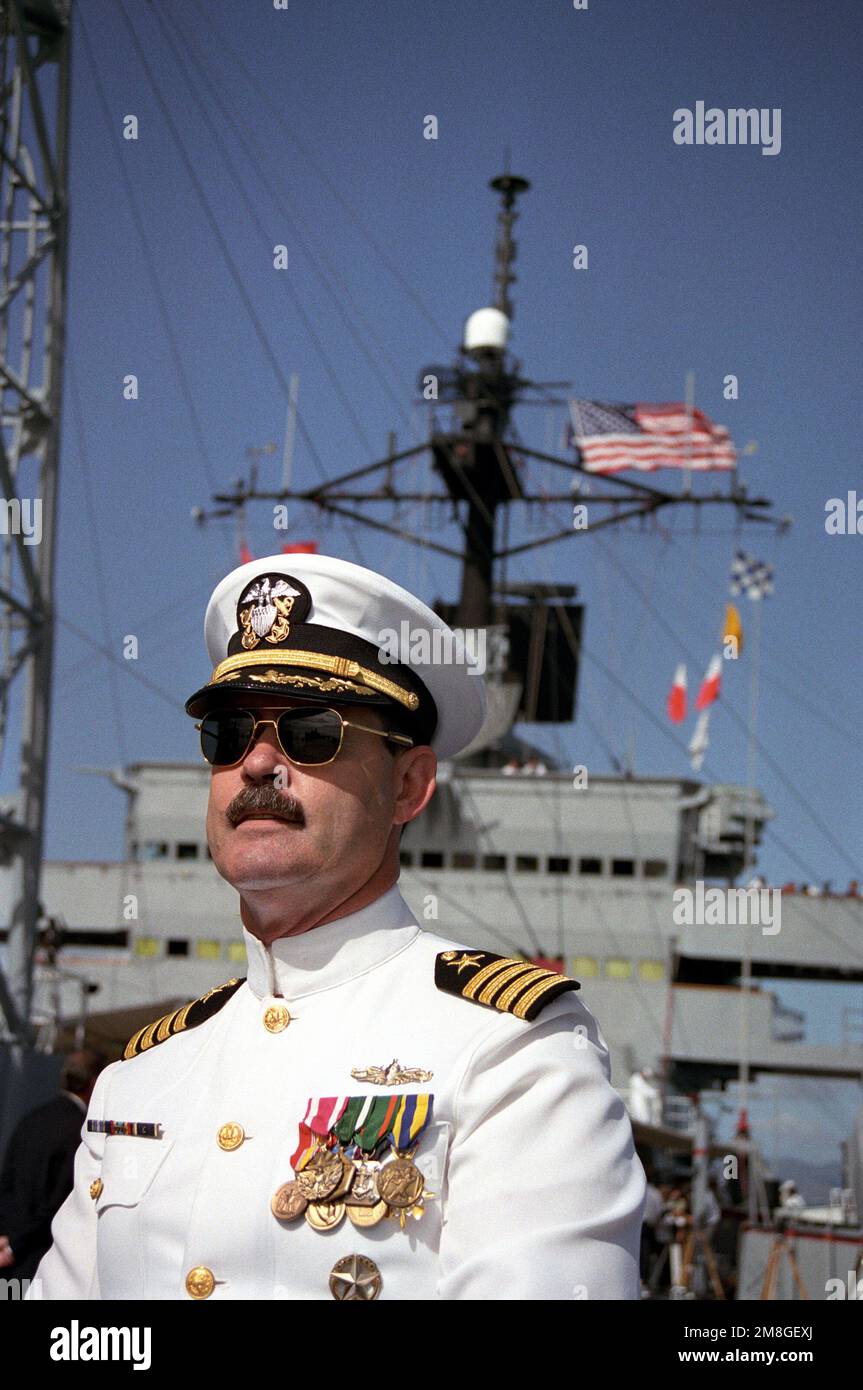 Captain A. L. Heisig, commanding officer of the amphibious assault ship ...