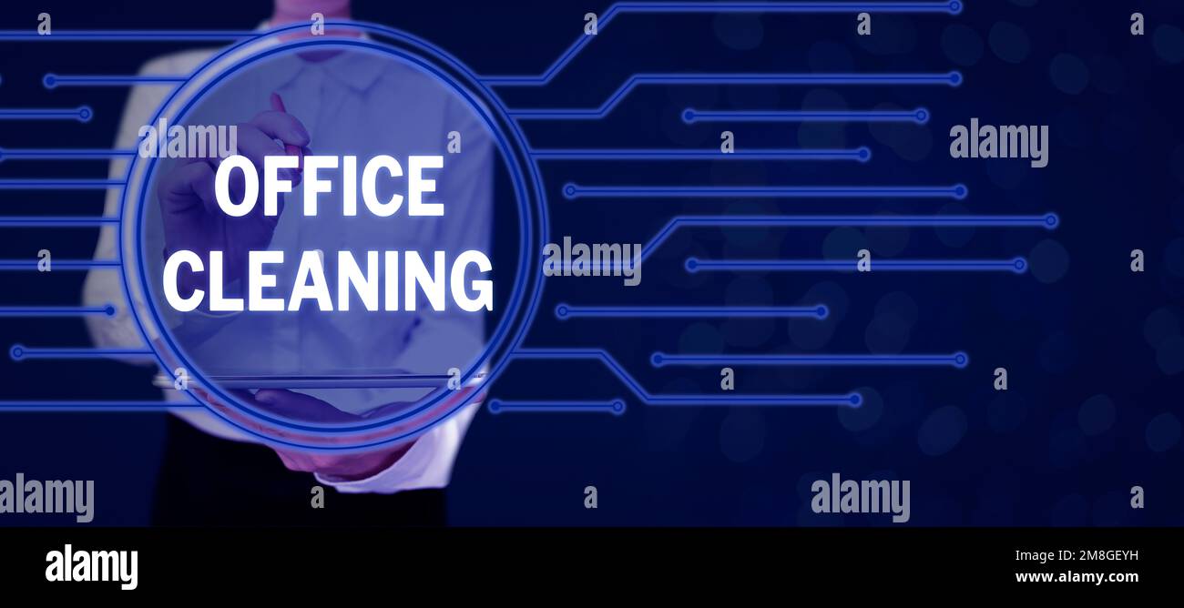 Hand writing sign Office Cleaning, Business idea the action or process ...