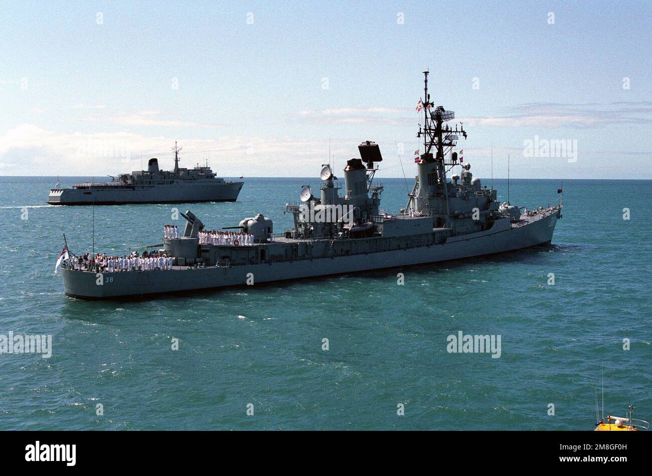A starboard quarter view of the Royal Australian guided missile ...