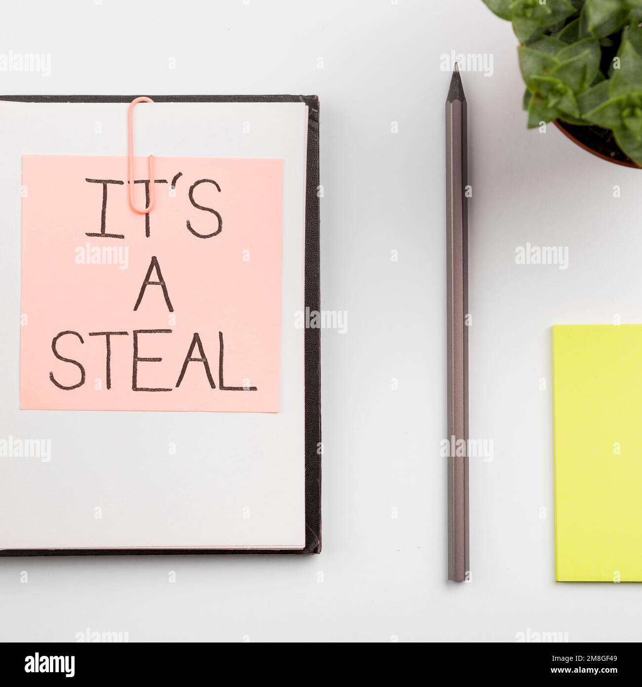 Text caption presenting It's A Steal. Business concept getting ...