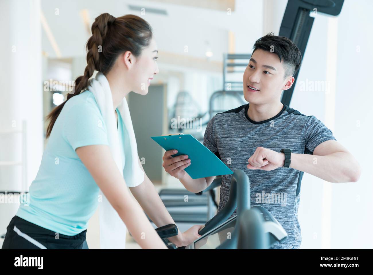 A young woman in private teaching under the guidance of fitness Stock ...