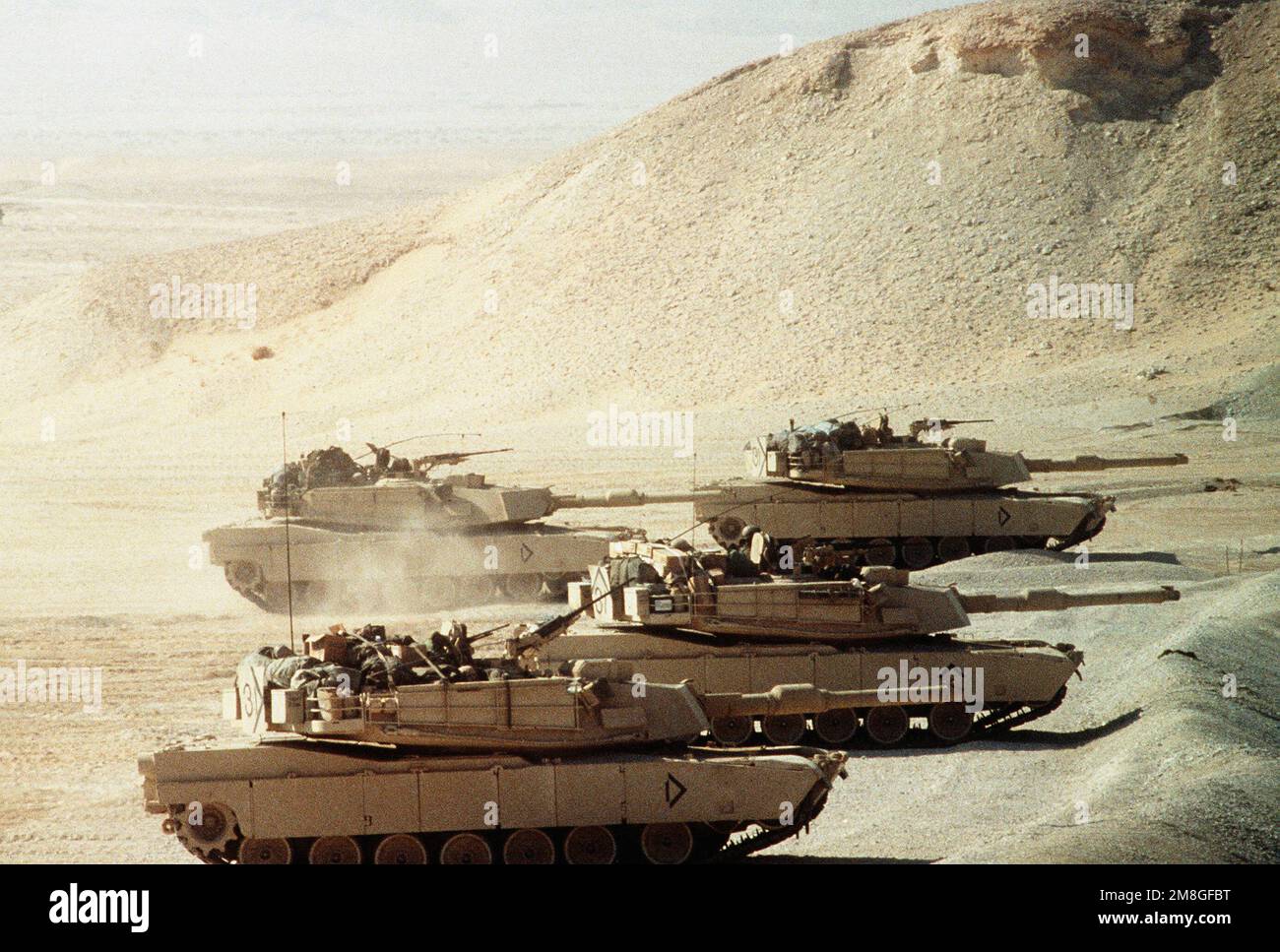 M-1A1 Abrams main battle tanks of Co. A, 3rd Bn., 32nd Armored Regt ...