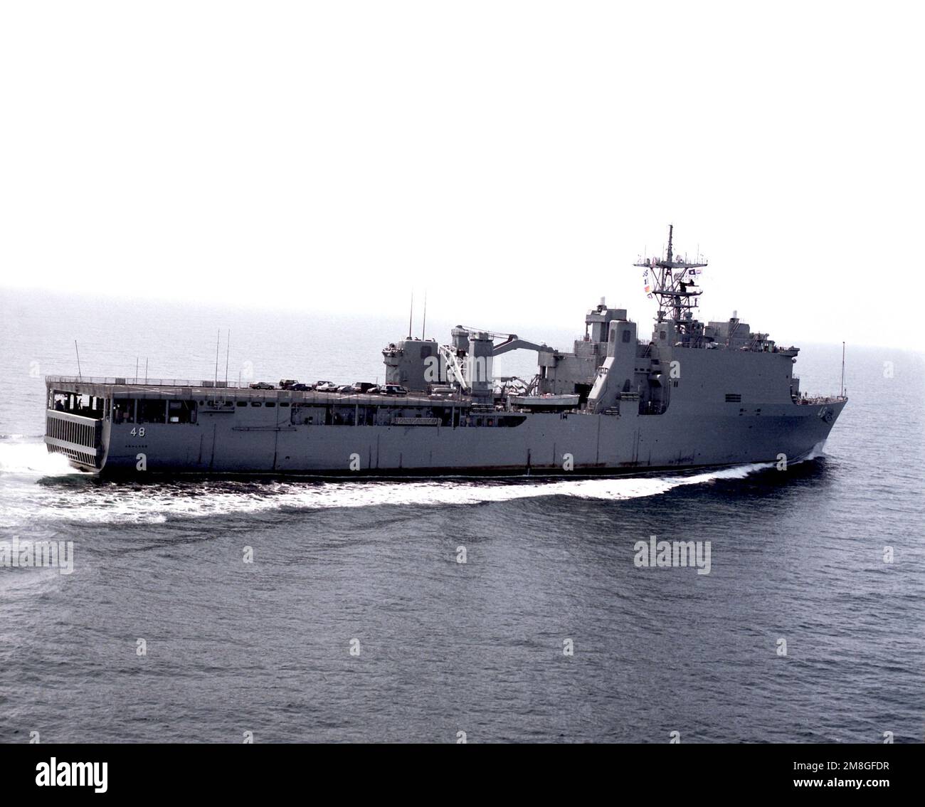 A starboard quarter view of the dock landing ship ASHLAND (LSD-48 ...
