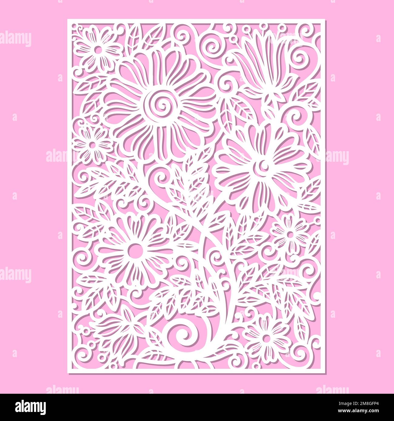 Template for a postcard with a floral pattern. For Stock Vector Image ...