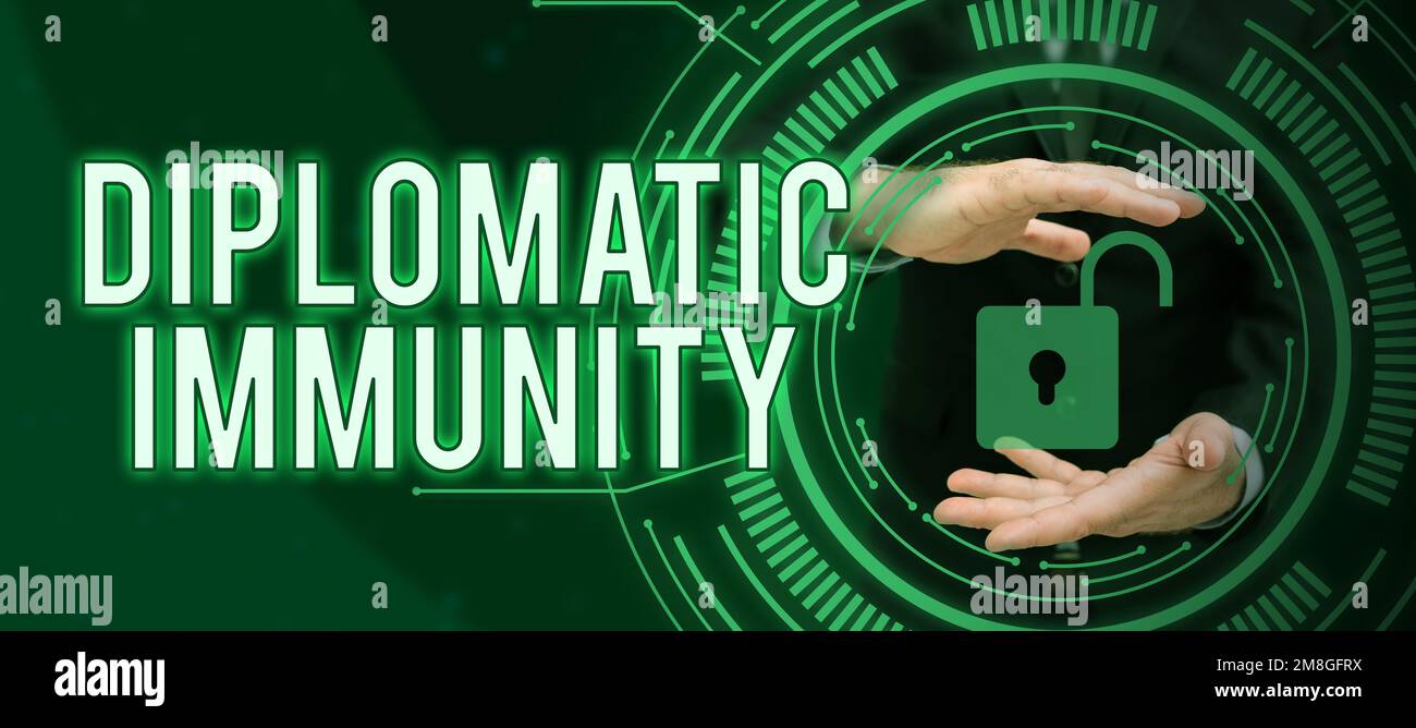 Inspiration showing sign Diplomatic Immunity. Business concept law that ...