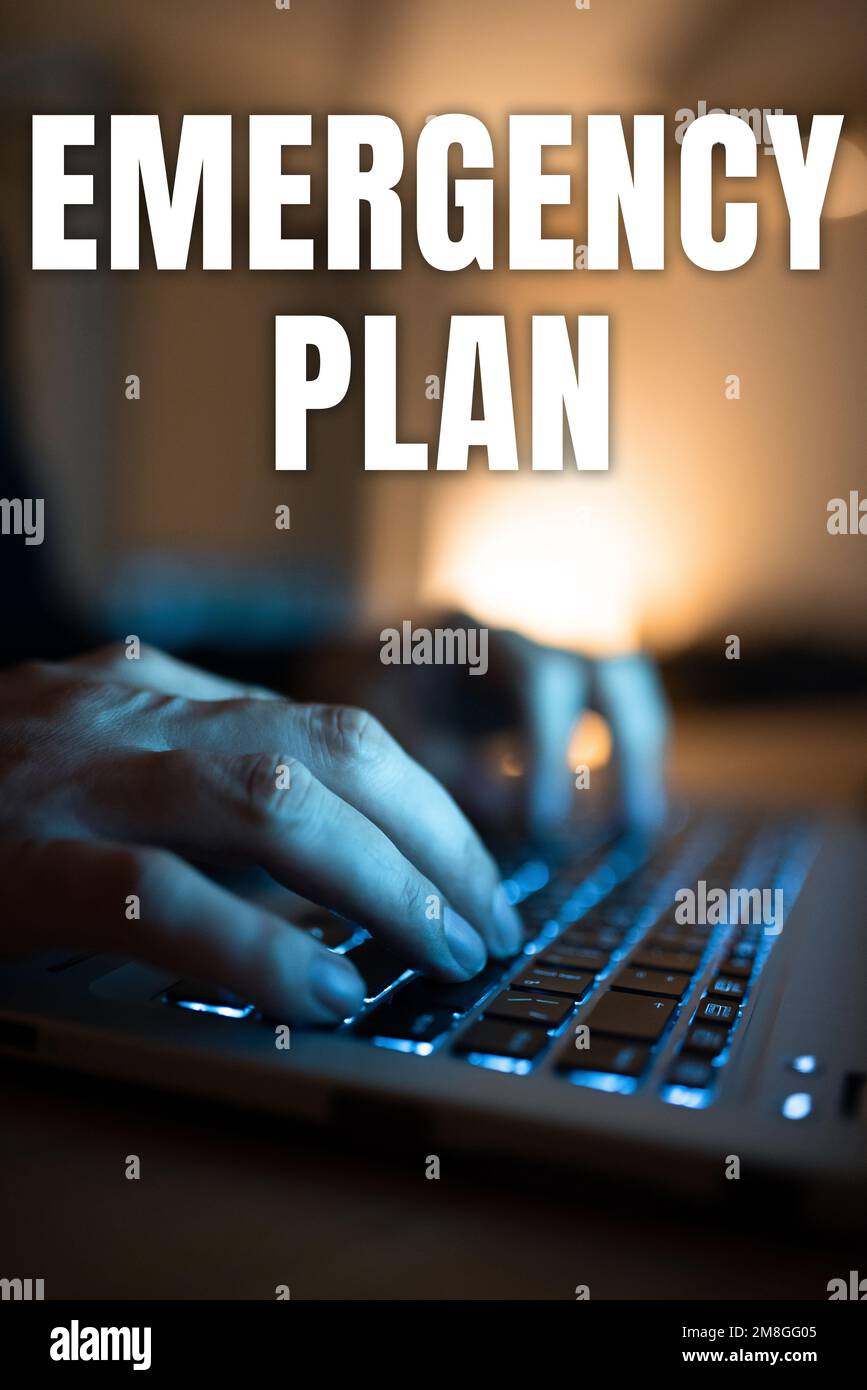 Handwriting text Emergency Plan, Word Written on Procedures for ...