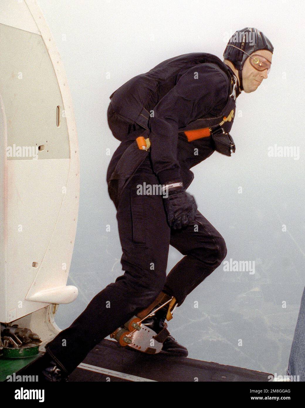 A member of the U.S. Army Golden Knights parachute team jumps from the ...