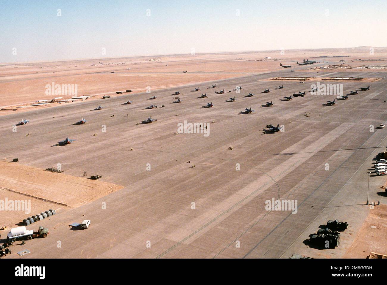 An aerial view of an air field used by the 157th Tactical Fighter ...