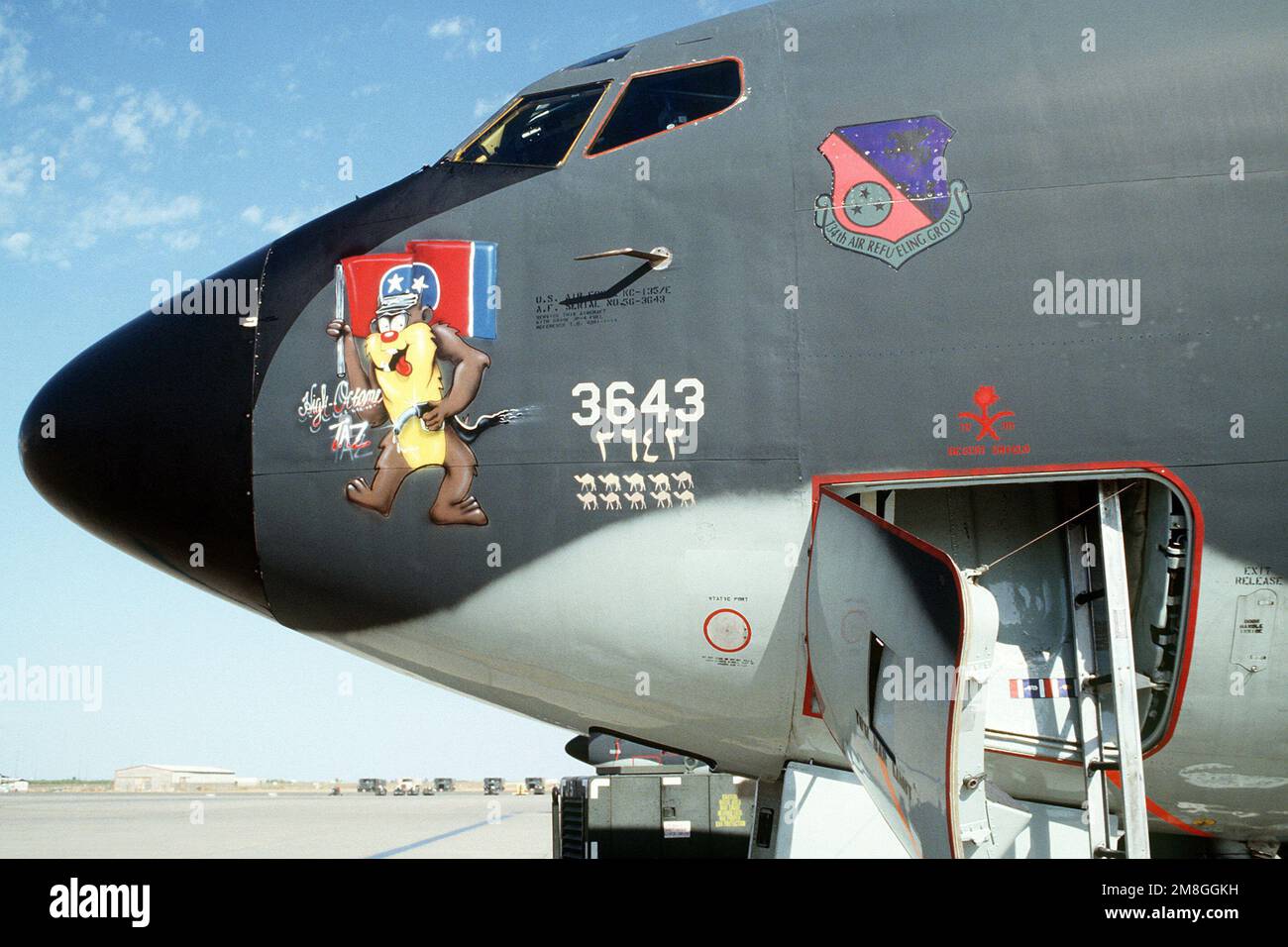 The nose of a KC-135E Stratotanker aircraft of the Air National Guard's ...