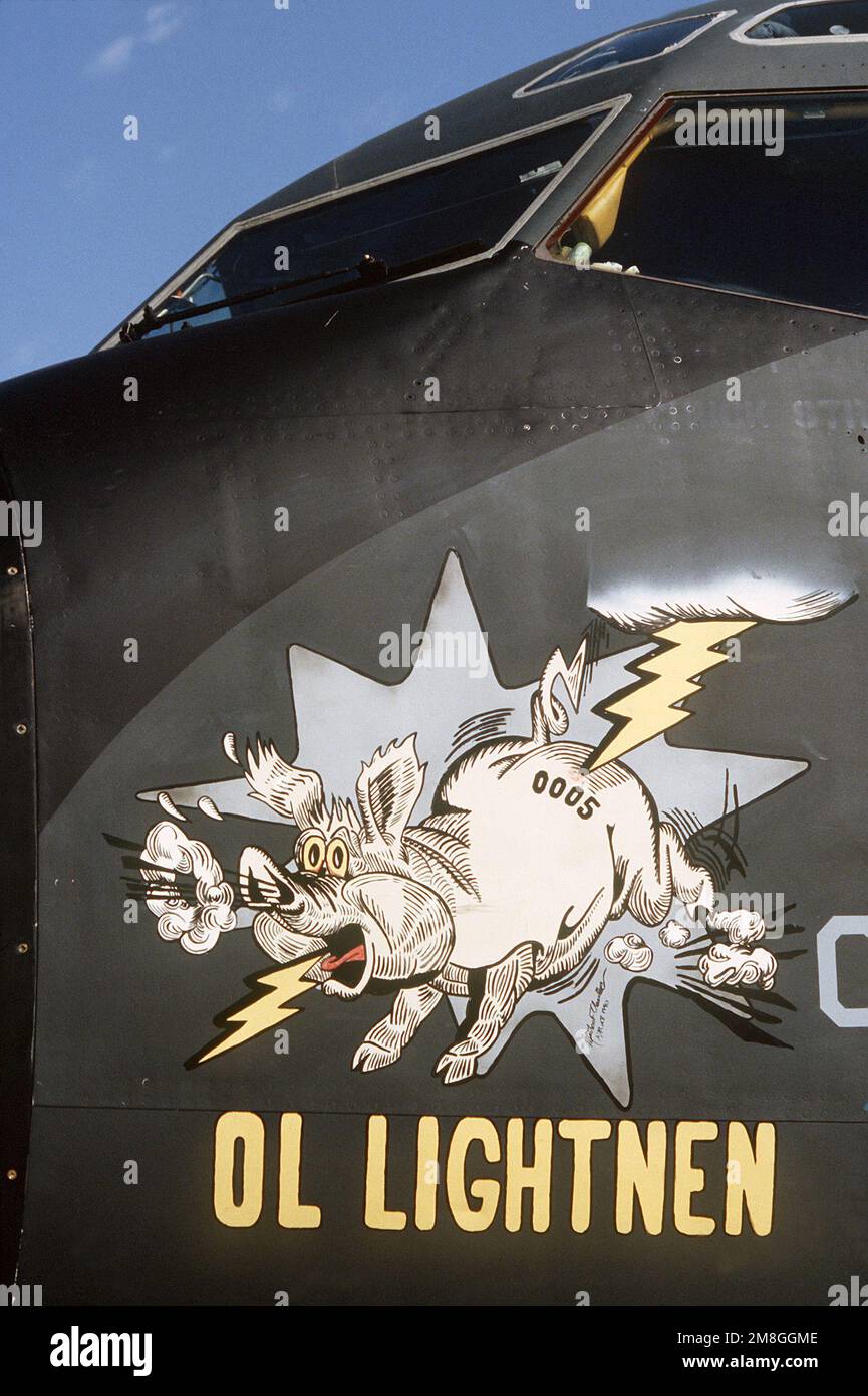 Cartoon art adorns the nose of a KC-135 Stratotanker aircraft of the ...