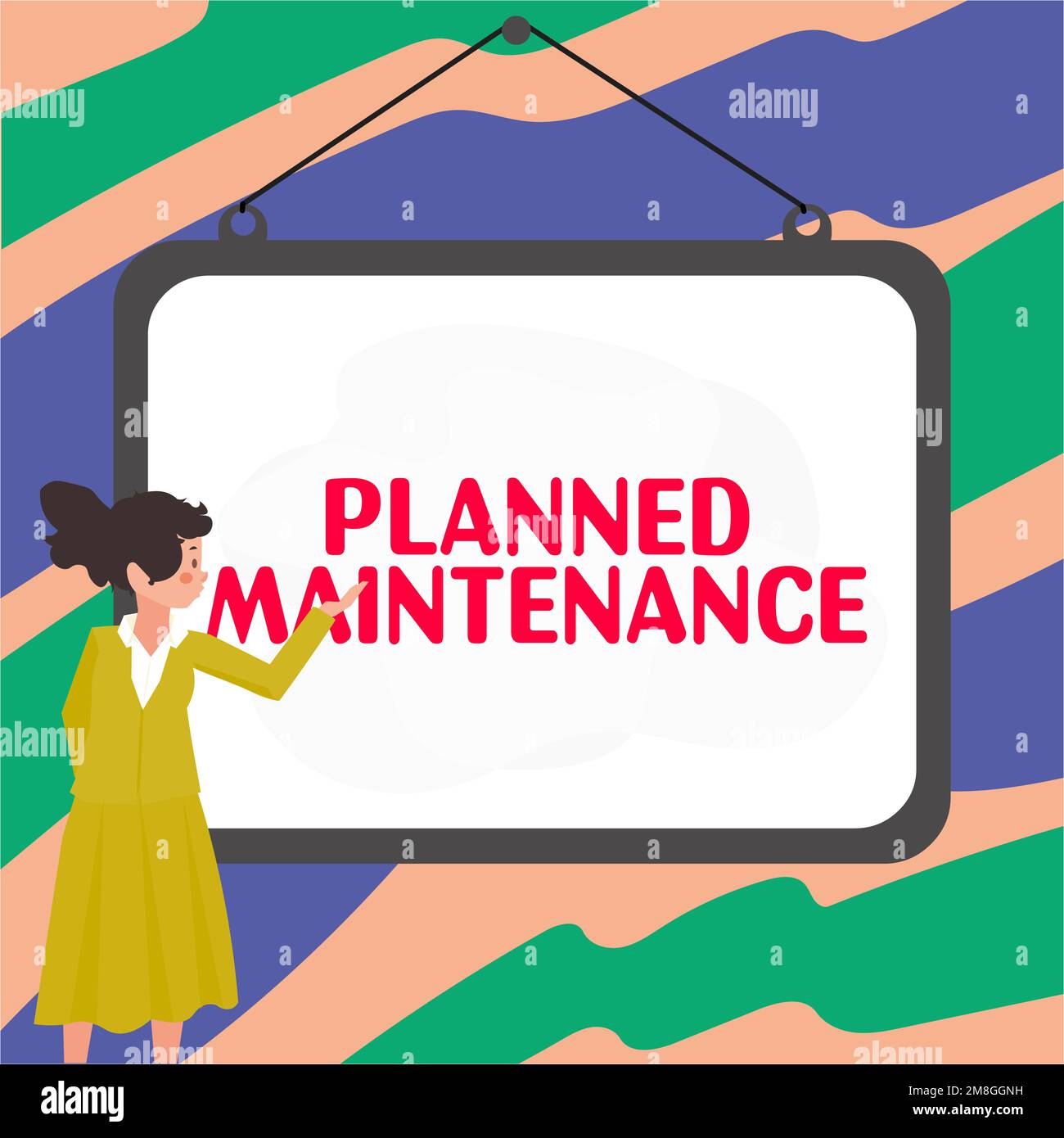 Sign displaying Planned Maintenance. Concept meaning Check ups to be ...