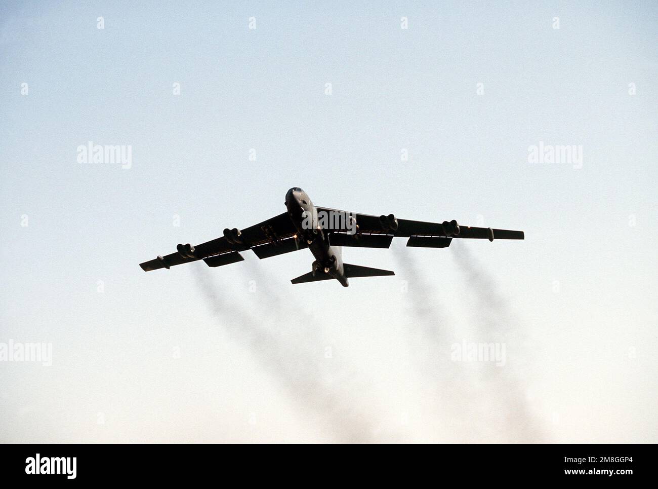 A B-52G Stratofortress bomber aircraft of the 1708th Bomb Wing, armed ...