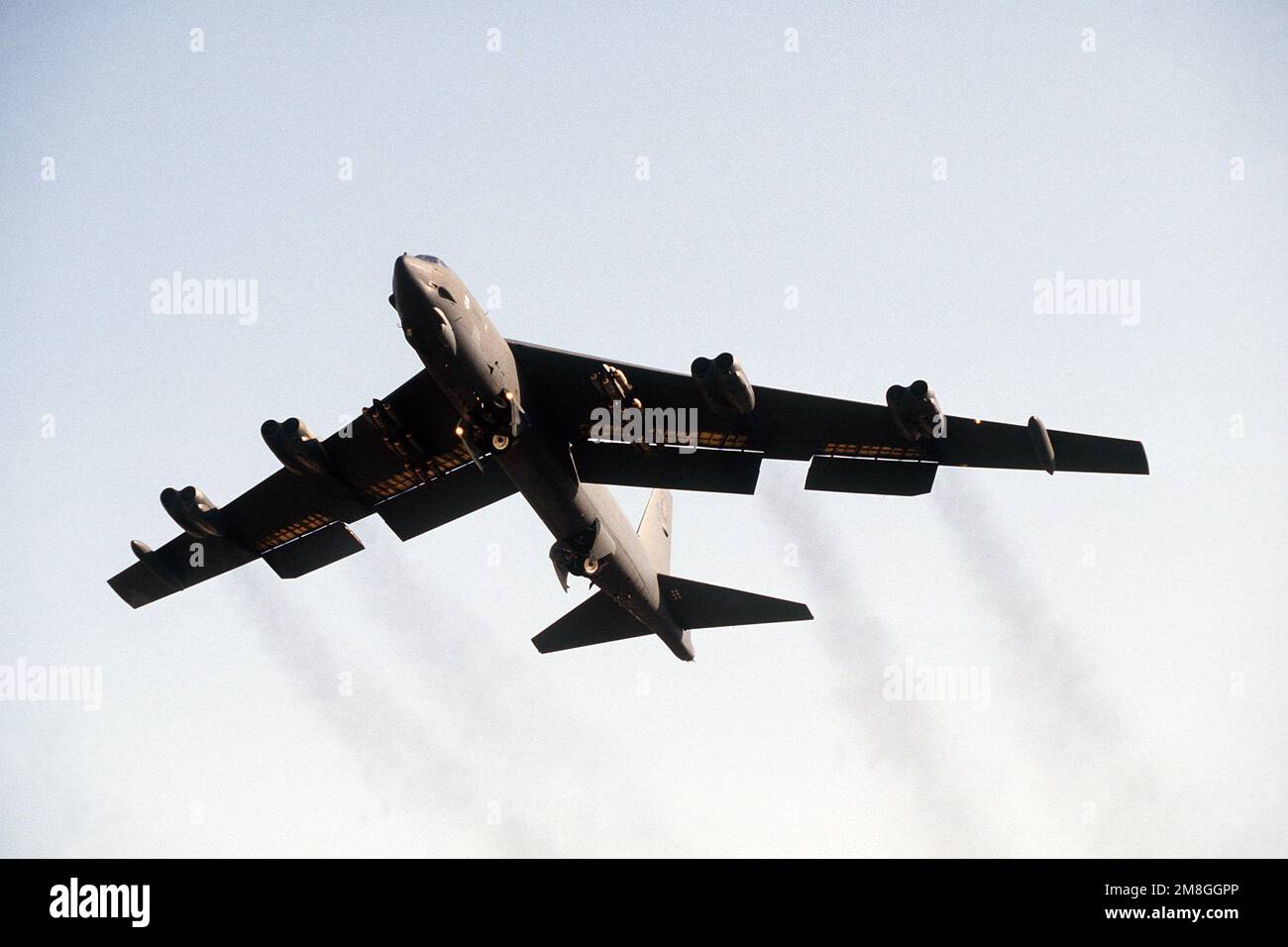 A B-52G Stratofortress bomber aircraft of the 1708th Bomb Wing, armed ...