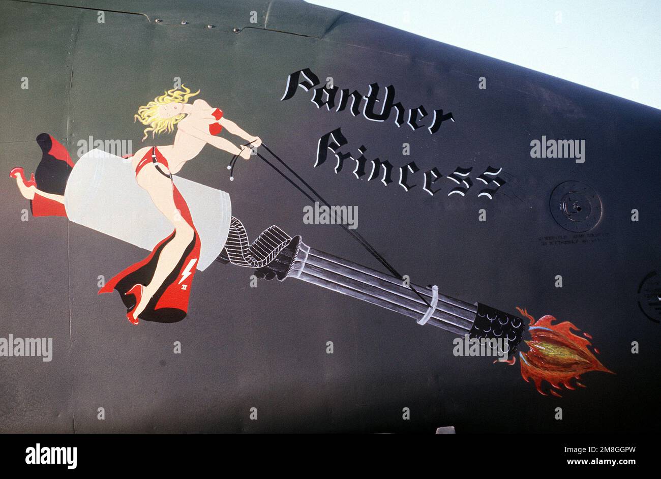 Battle art adorns the nose of an A-10A Thunderbolt II attack aircraft ...