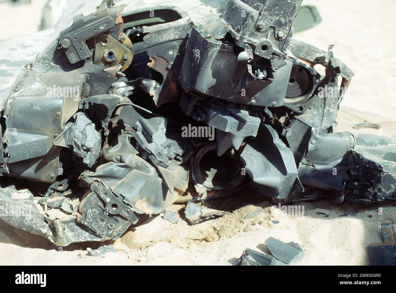 A view of the tail end of a Scud missile shot down by an MIM-104 ...