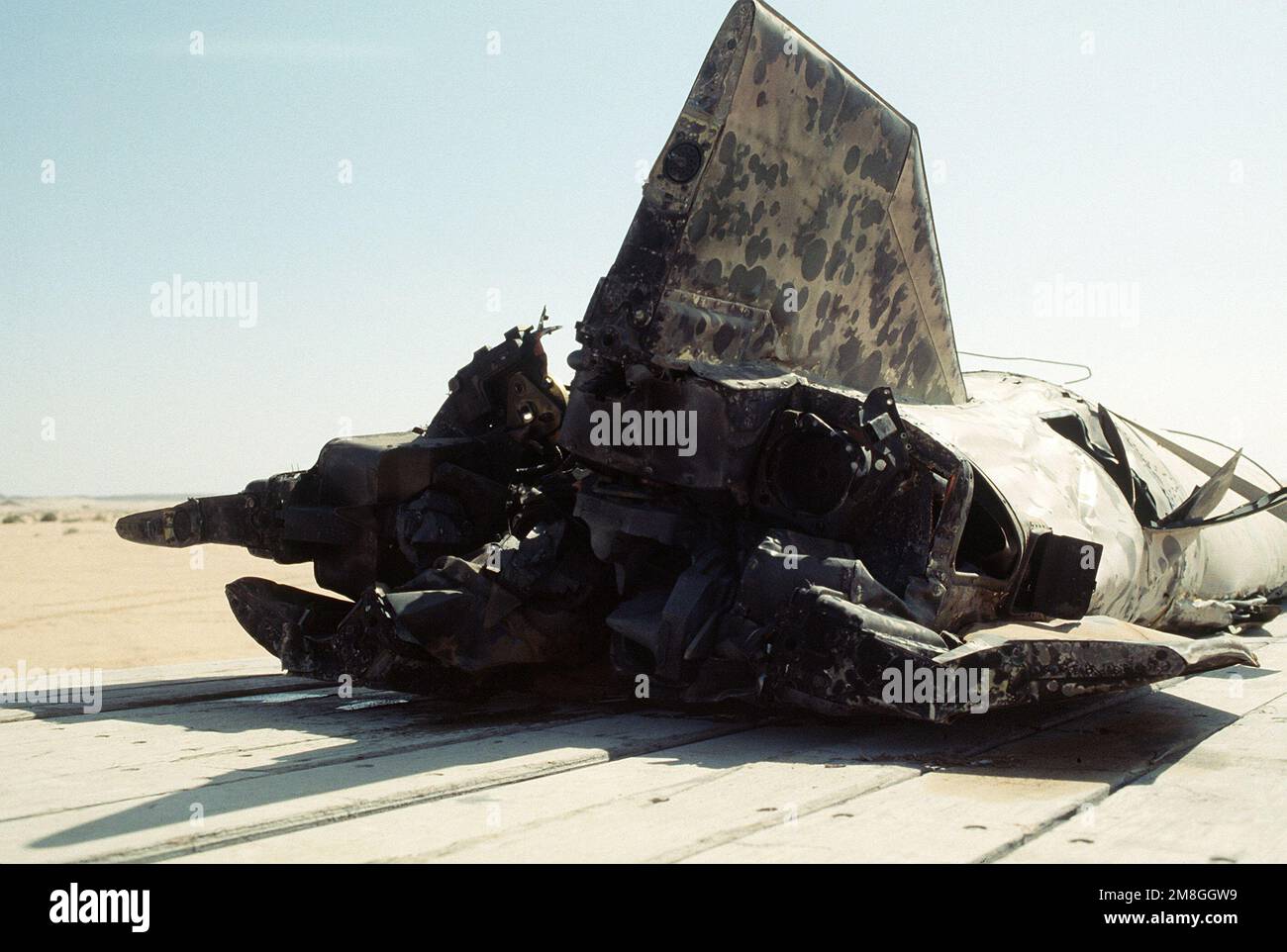 A view of the tail end of a Scud missile shot down by an MIM-104 ...