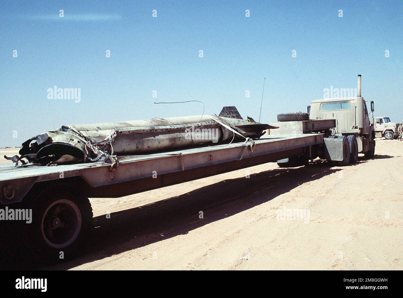 The remains of a Scud missile, shot down by an MIM-104 Patriot tactical ...