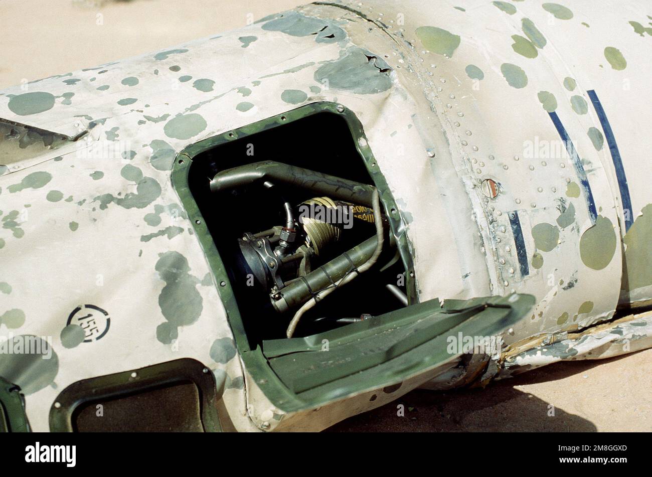 A view of a panel on the side of a Scud missile shot down by an MIM-104 ...