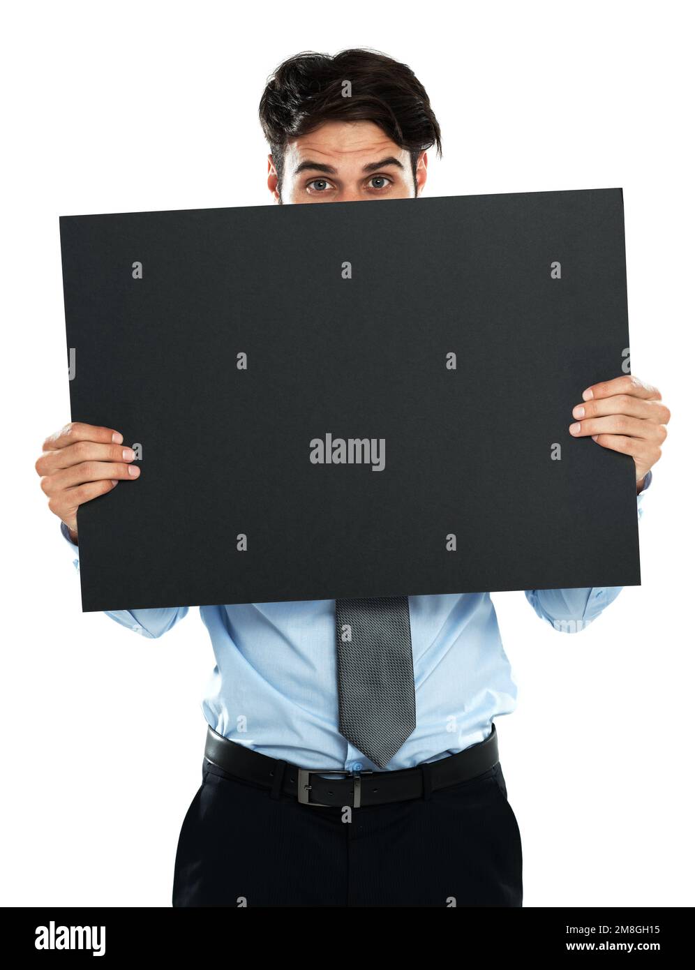 Placard mockup, worker portrait or man with marketing poster ...