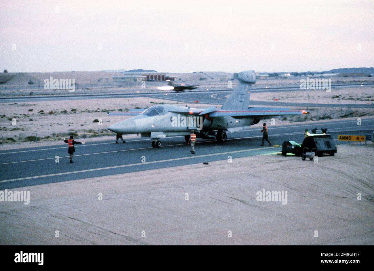 An EF-111A Raven electronic communications aircraft is prepared for a ...