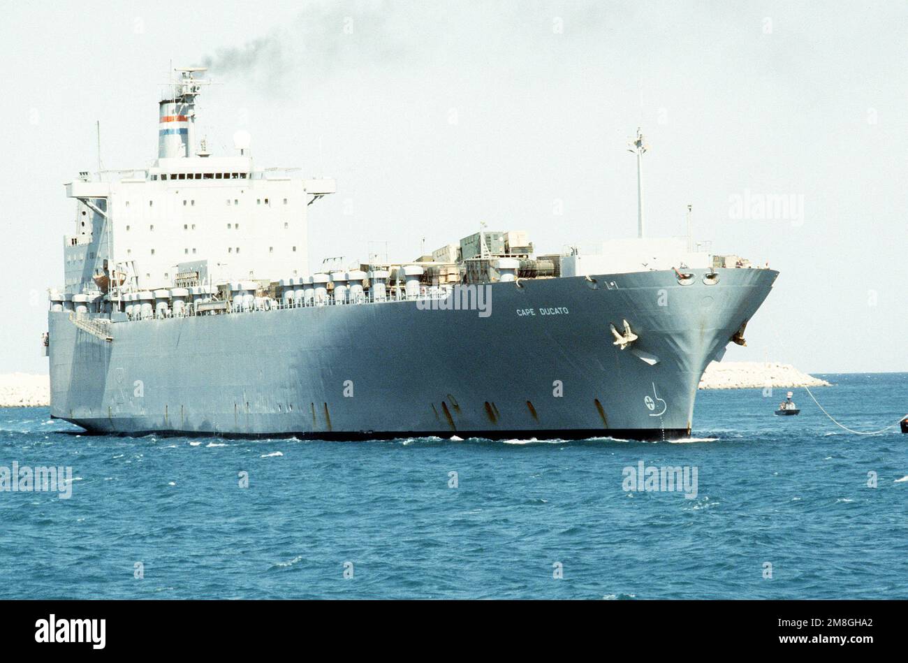 A starboard bow view of the Military Sealift Command-chartered ...