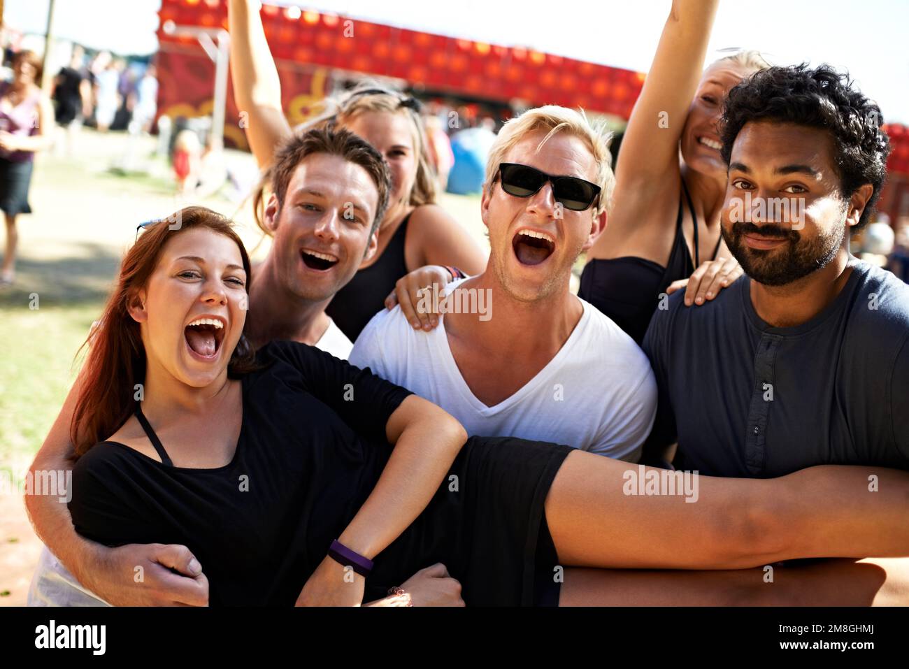 They are a crazy crew. A group of friends having fun together at a ...