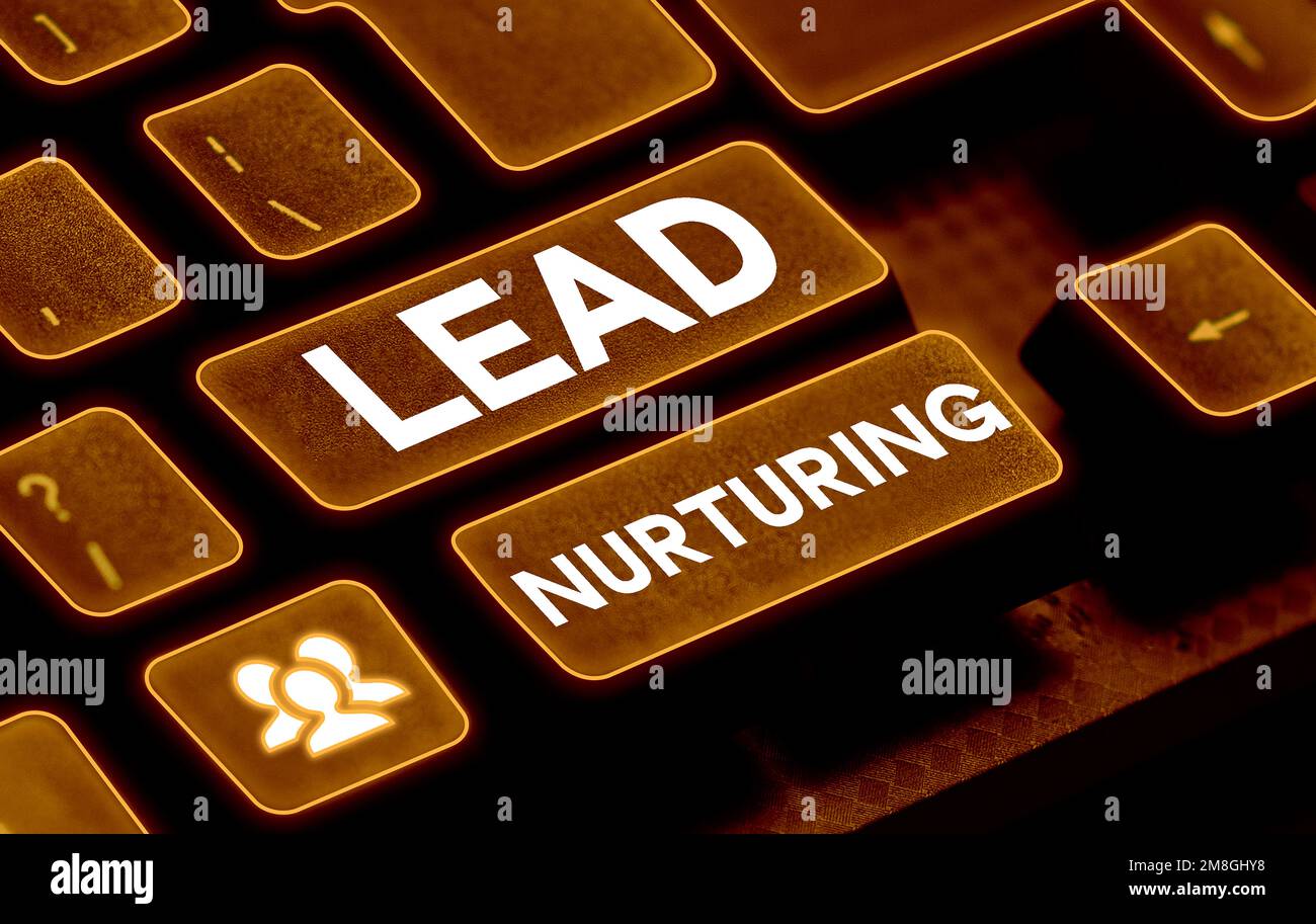 Sign displaying Lead Nurturing, Word for method of building a ...