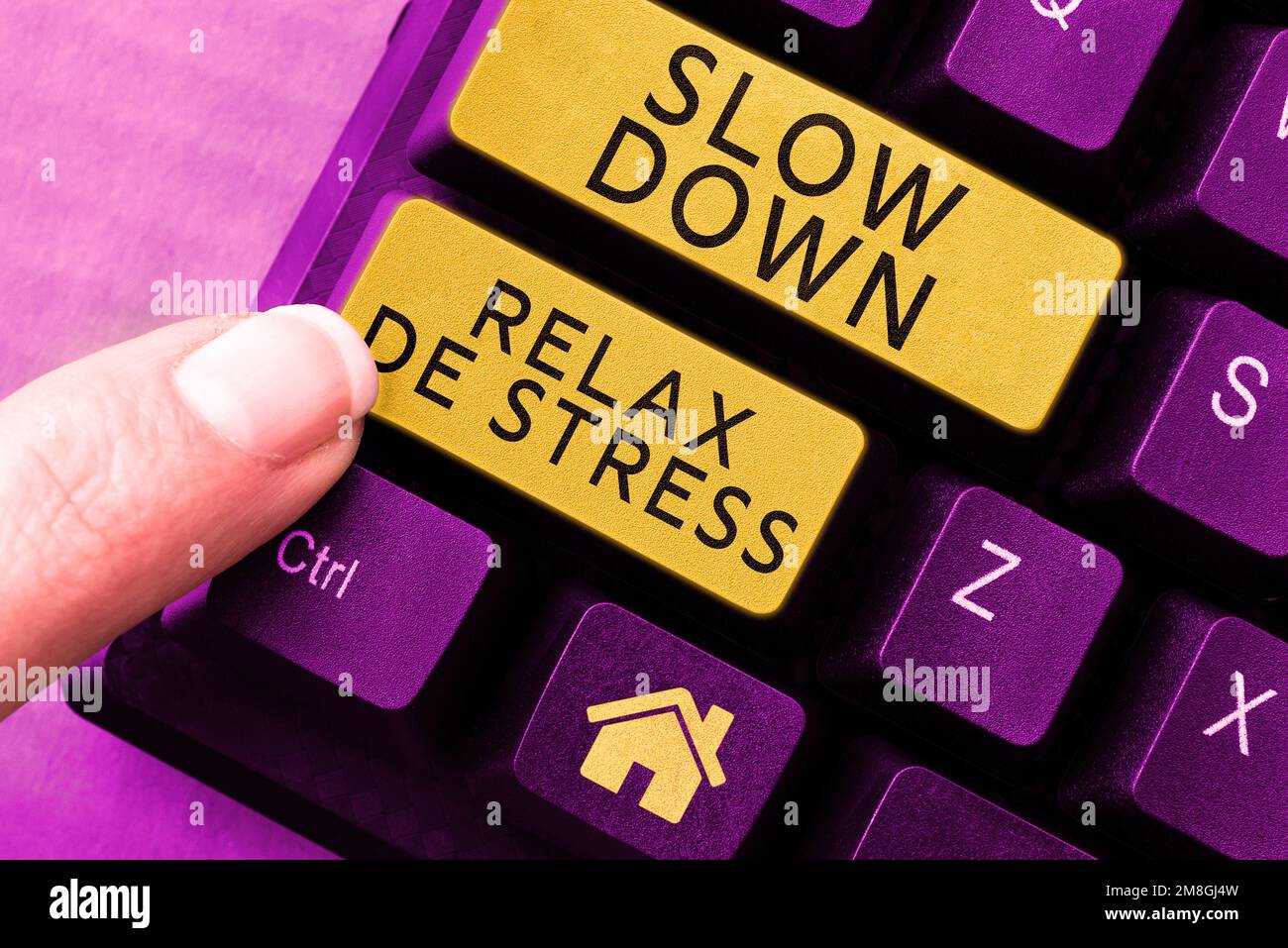 Hand writing sign Slow Down Relax De Stress. Business showcase Have a ...