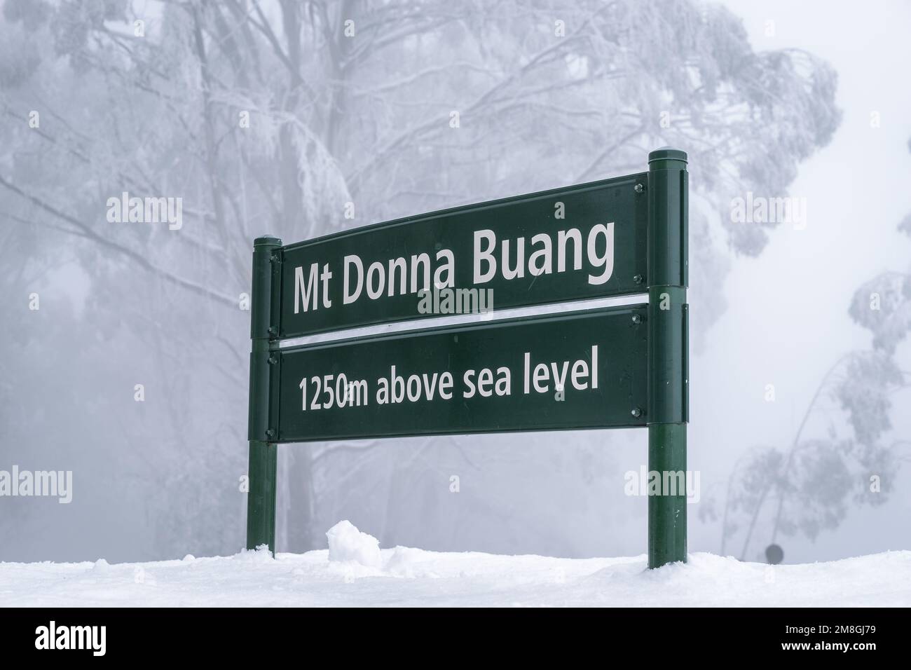 Mt Donna Buang, Victoria, Australia - Mt Donna Buang sign with snowy ...